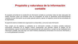 La contabilidad, el sistema contable y las teorias de la informacion | PPTX