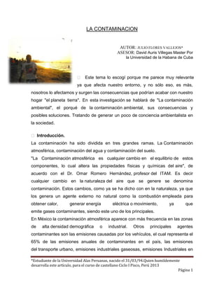 La contaminacion trabajo de castellano | DOCX