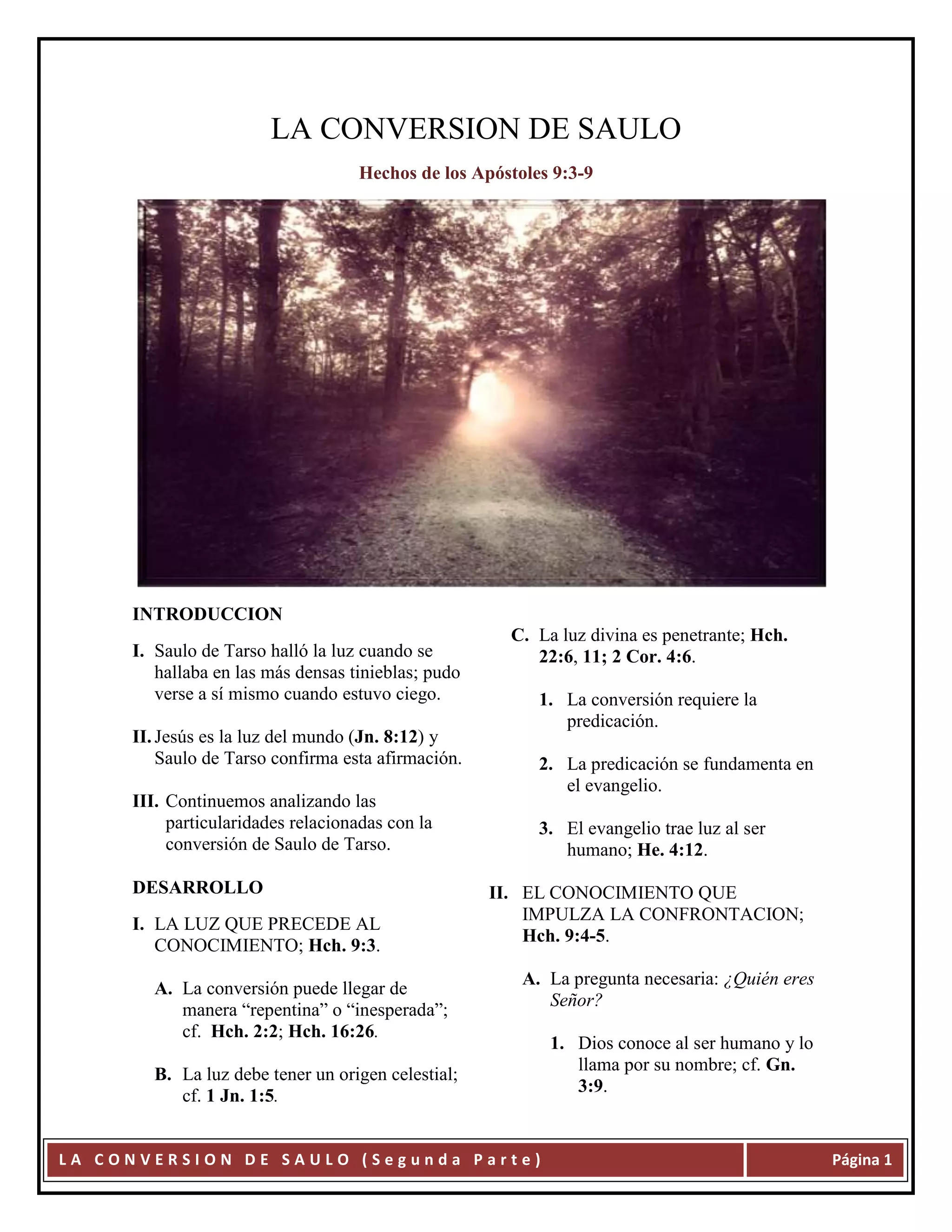 LA CONVERSION DE SAULO (Segunda Parte) | PDF