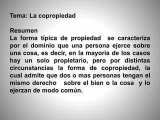 La copropiedad | PPTX