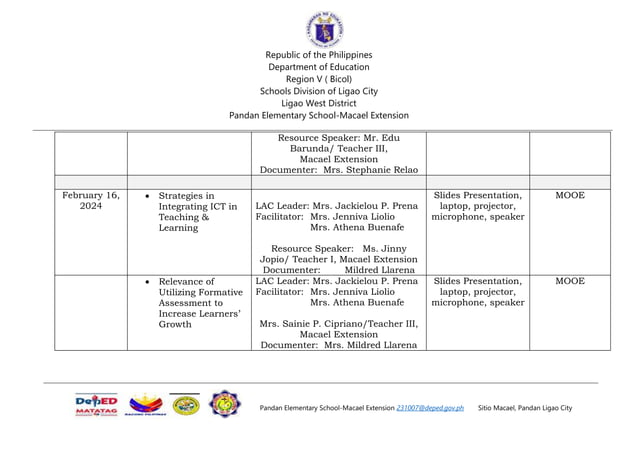LAC PLAN 2023-2024.docx | Professional School | Postgraduate Education