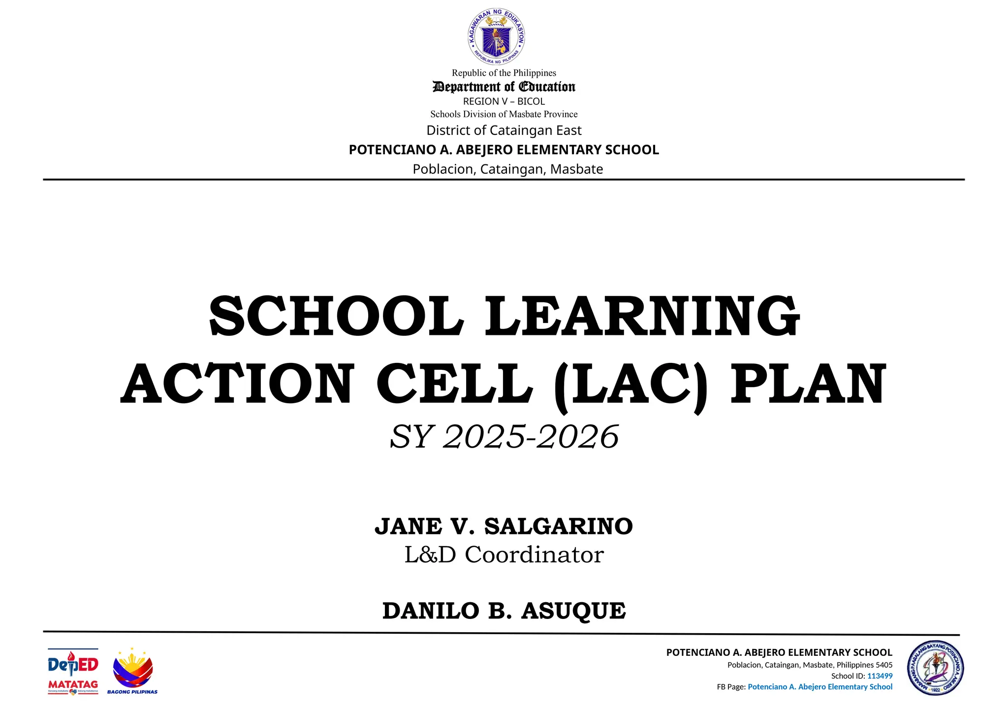 LAC PLAN 2025-2026.docx SAMPLE SCHOOL LEARNING ACTION CELL PLAN | DOCX