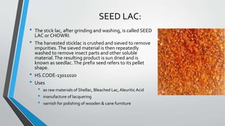 Lac based product aand its different markets for india | PPTX