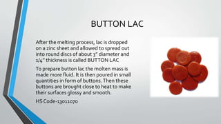 Lac based product aand its different markets for india | PPTX