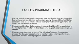 Lac based product aand its different markets for india | PPTX
