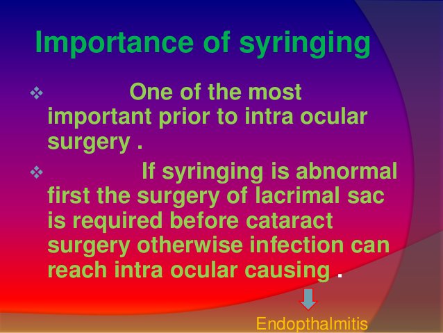 Lacrimal sac syringing | PPTX | Eye and Vision Conditions | Diseases ...