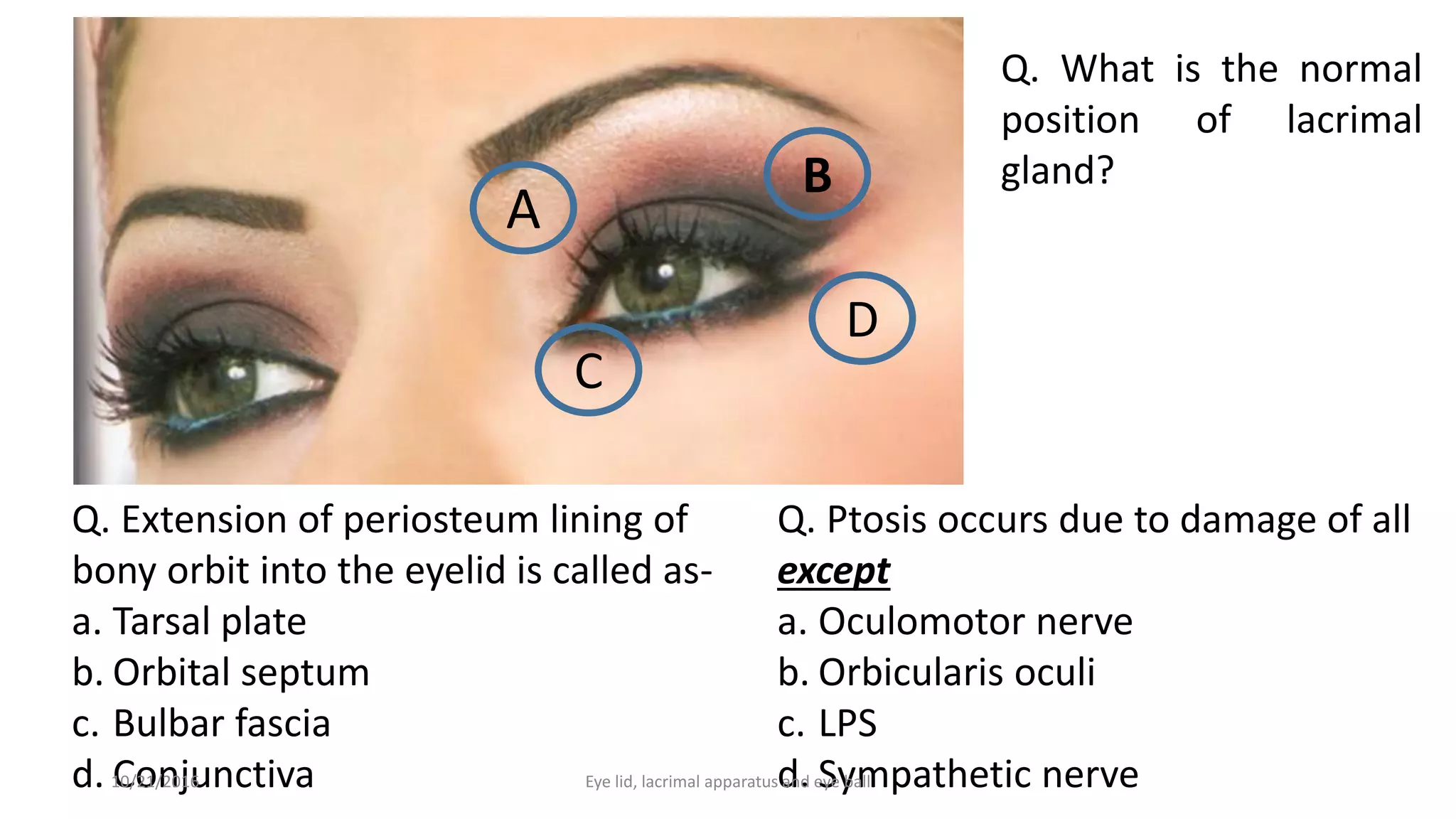 Lacrimal apparatus, eye lid and external features of eye ball. | PDF