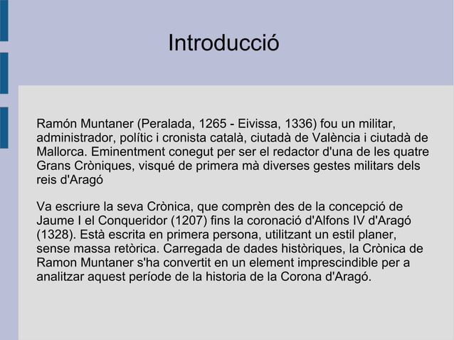 La Crònica de Ramon Muntaner | PPT