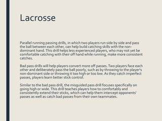 Three Lacrosse Passing Drills | PPT