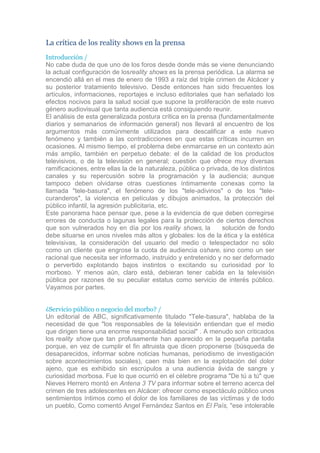 La crítica de los reality shows en la prensa | DOCX