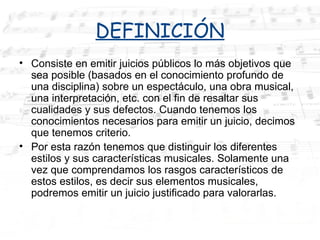 La CríTica Musical Elementos Para Analizar | PPT