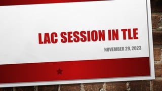 LEARNING ACTION CELL TOPIC FOR TLE DEPARTMENT | PPT