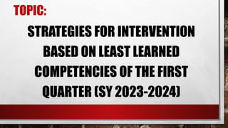 LEARNING ACTION CELL TOPIC FOR TLE DEPARTMENT | PPT