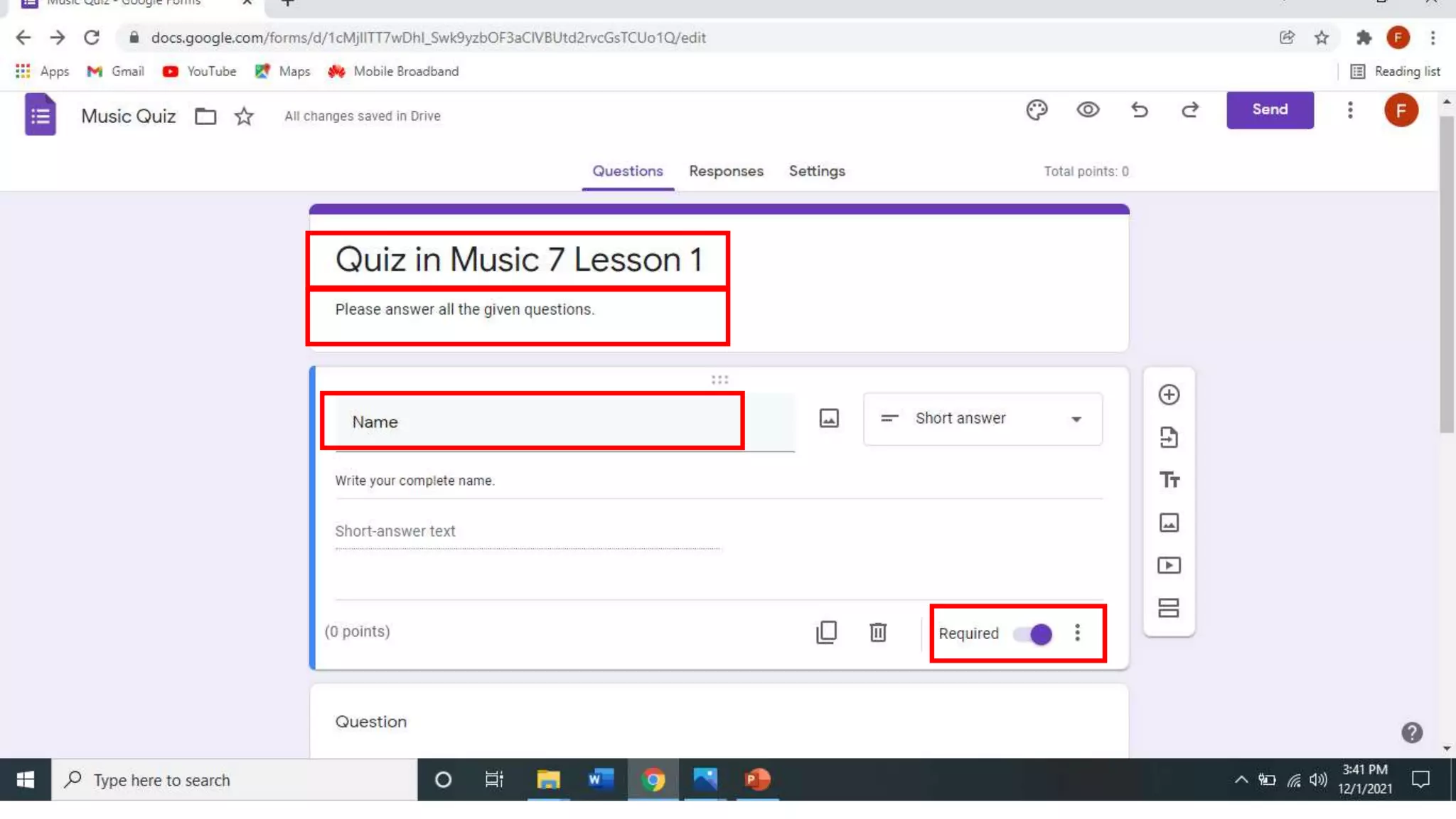 google form for creating quiz online | PPT