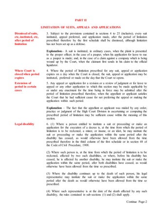 Limitation Act, Section 3 to 10 | DOCX