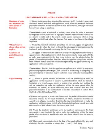 Limitation Act, Section 3 to 10 | PDF