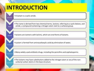 Lactam | PPTX | Chemistry | Science