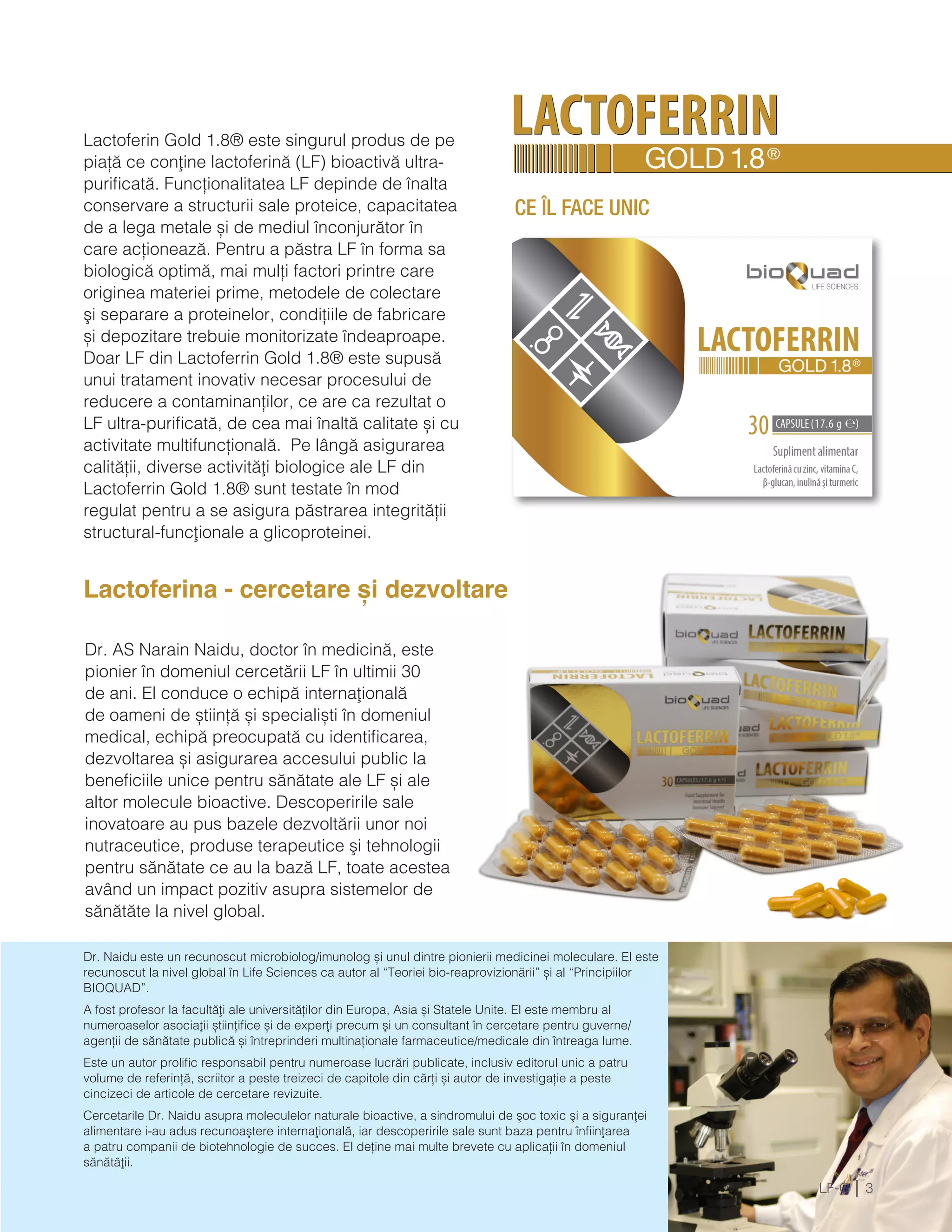 Lactoferrin gold 1.8® - prezentare produs si tehnologie | PDF