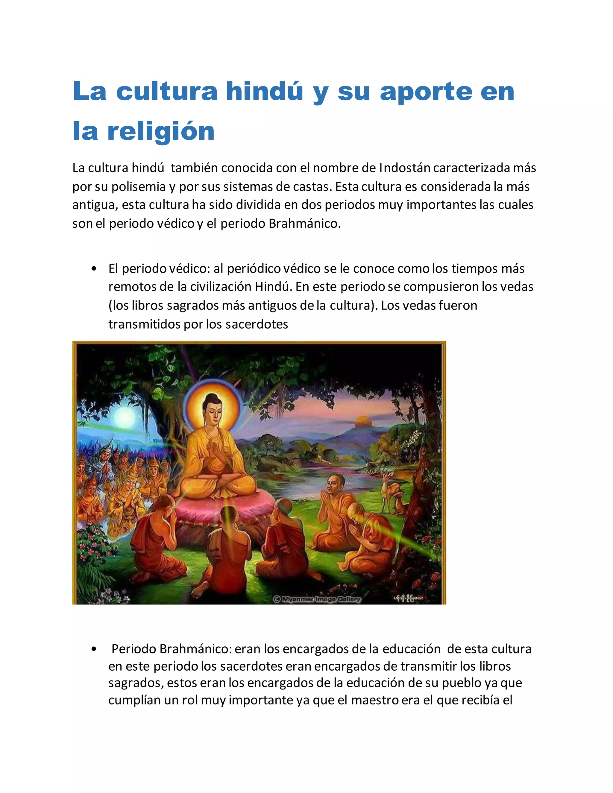 La cultura hindú y su aporte en la religión | DOCX