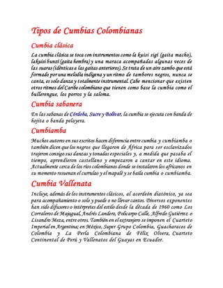 La Cumbia Colombiana | DOCX