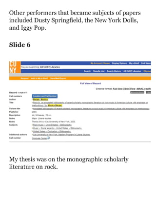 On Being a Rock and Roll Librarian | PDF