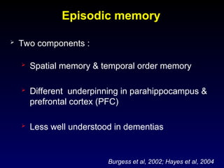 Differences in spatial and temporal order memory in various neurodegenerative dementias | PPT ...
