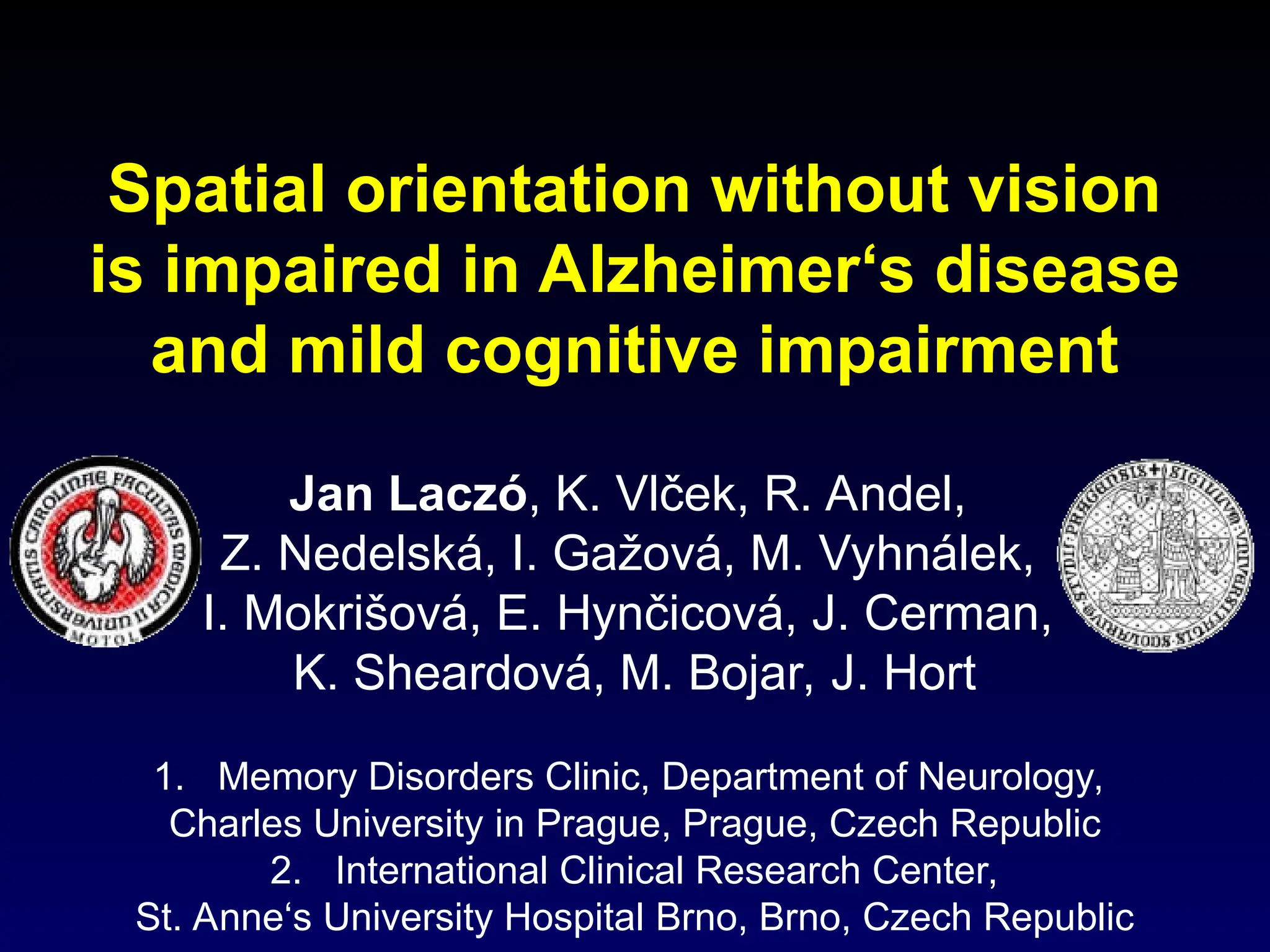 Spatial orientation without vision is impaired in Alzheimer's disease ...