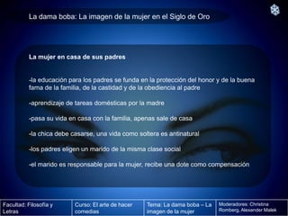 La Dama Boba - imagen de la mujer | PPTX