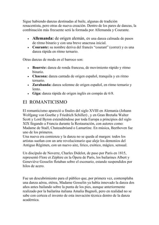 La danza, trabajo para seleccionar para el aula | DOC
