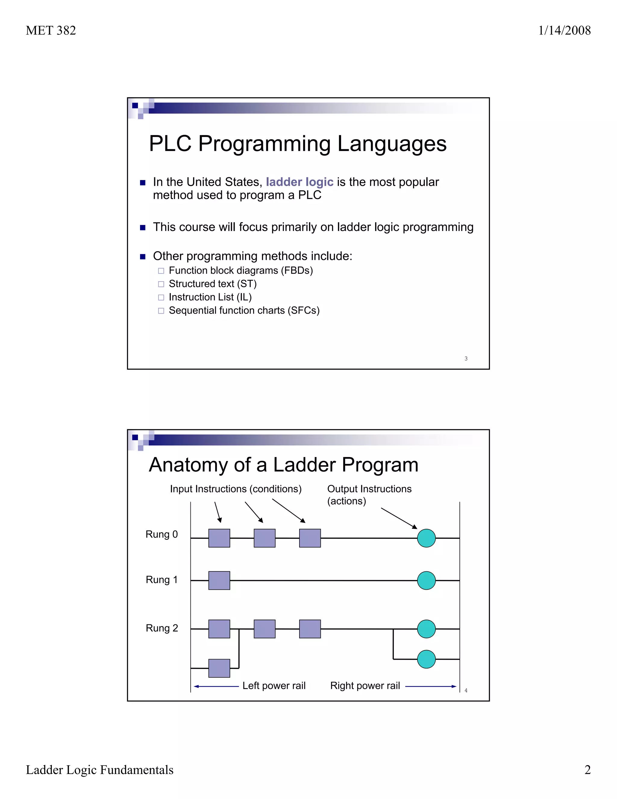 Ladder Logic Fundamentals Plc Tutorial Pdf Programming Languages