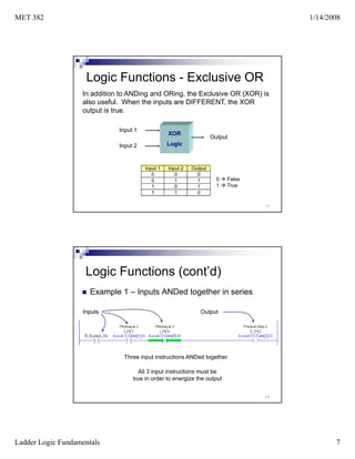 Ladder logic fundamentals plc tutorial | PDF