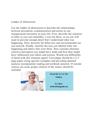 Ladder of AbstractionUse the ladder of abstraction to descri.docx