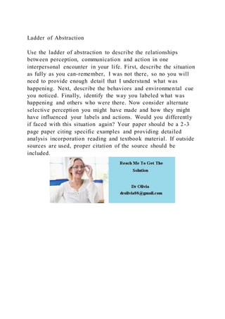 Ladder of AbstractionUse the ladder of abstraction to describe t | PDF