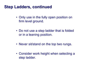 step and straight Ladder safety, usage, requirements | PPTX