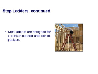 step and straight Ladder safety, usage, requirements | PPTX