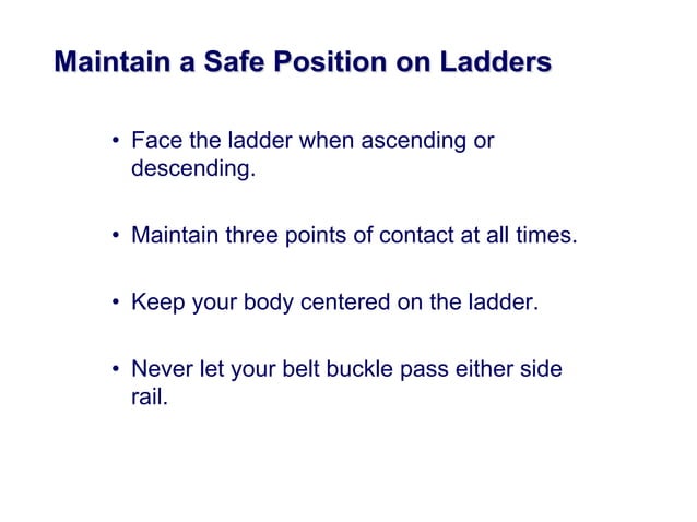 step and straight Ladder safety, usage, requirements | PPTX