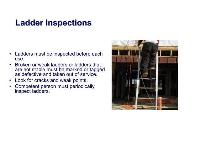 step and straight Ladder safety, usage, requirements | PPTX