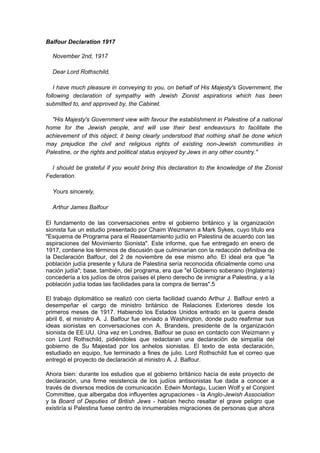 La declaración balfour, 1917 | PDF