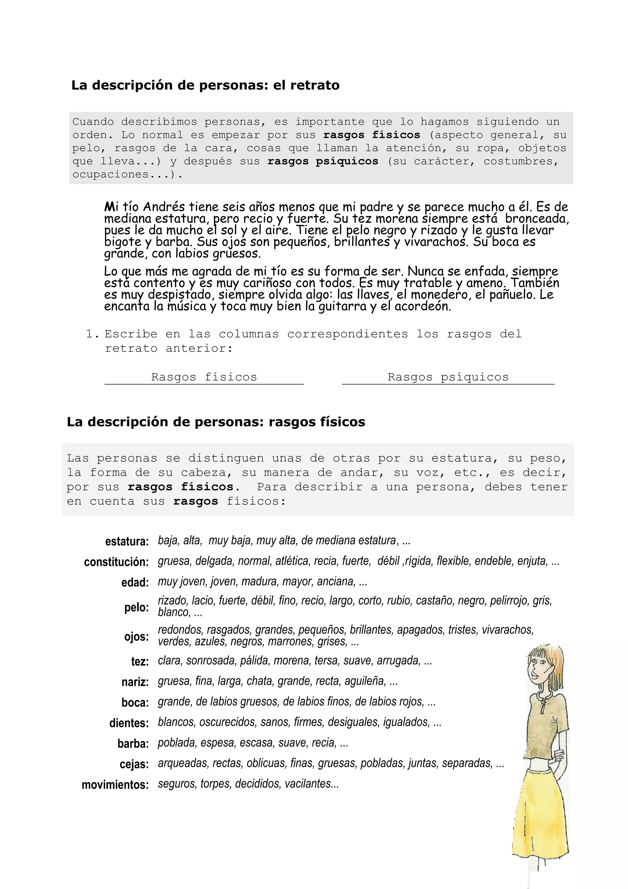 La descripción de personas | DOC