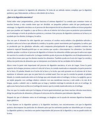 La digestión mecánica y química | DOCX