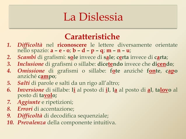 La dislessia | PPT