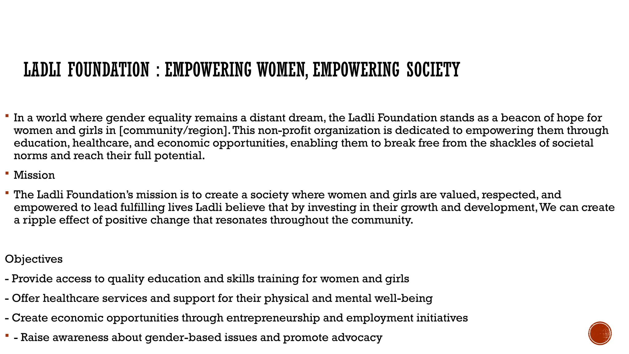 ladli foundation a renowned NGO of India | PPTX