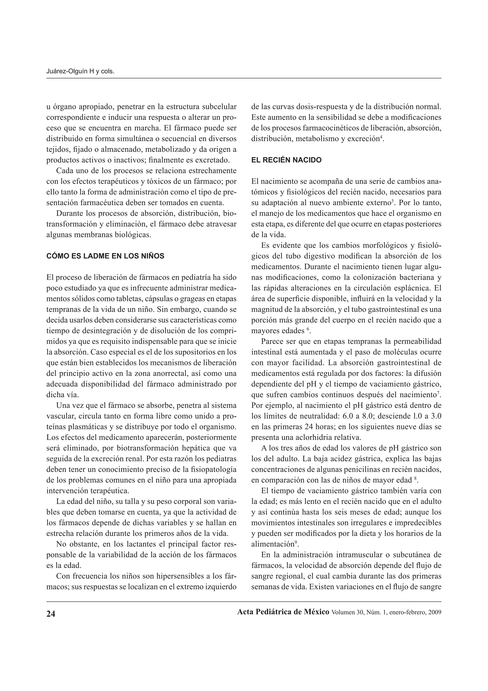 comportamiento del proceso LADME de los medicamentos en niños | PDF