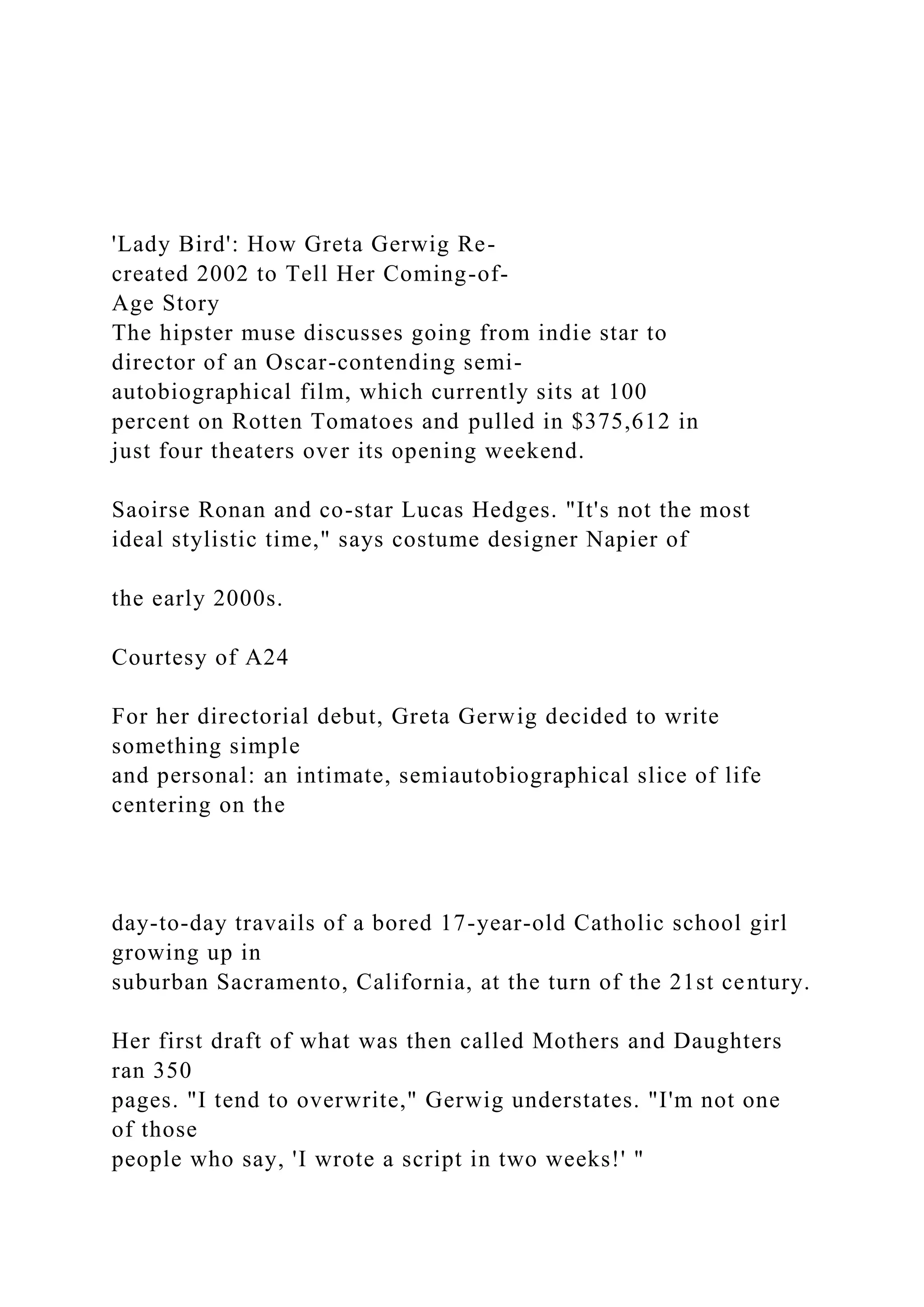 Lady Bird How Greta Gerwig Re-created 2002 to Tell Her Co.docx