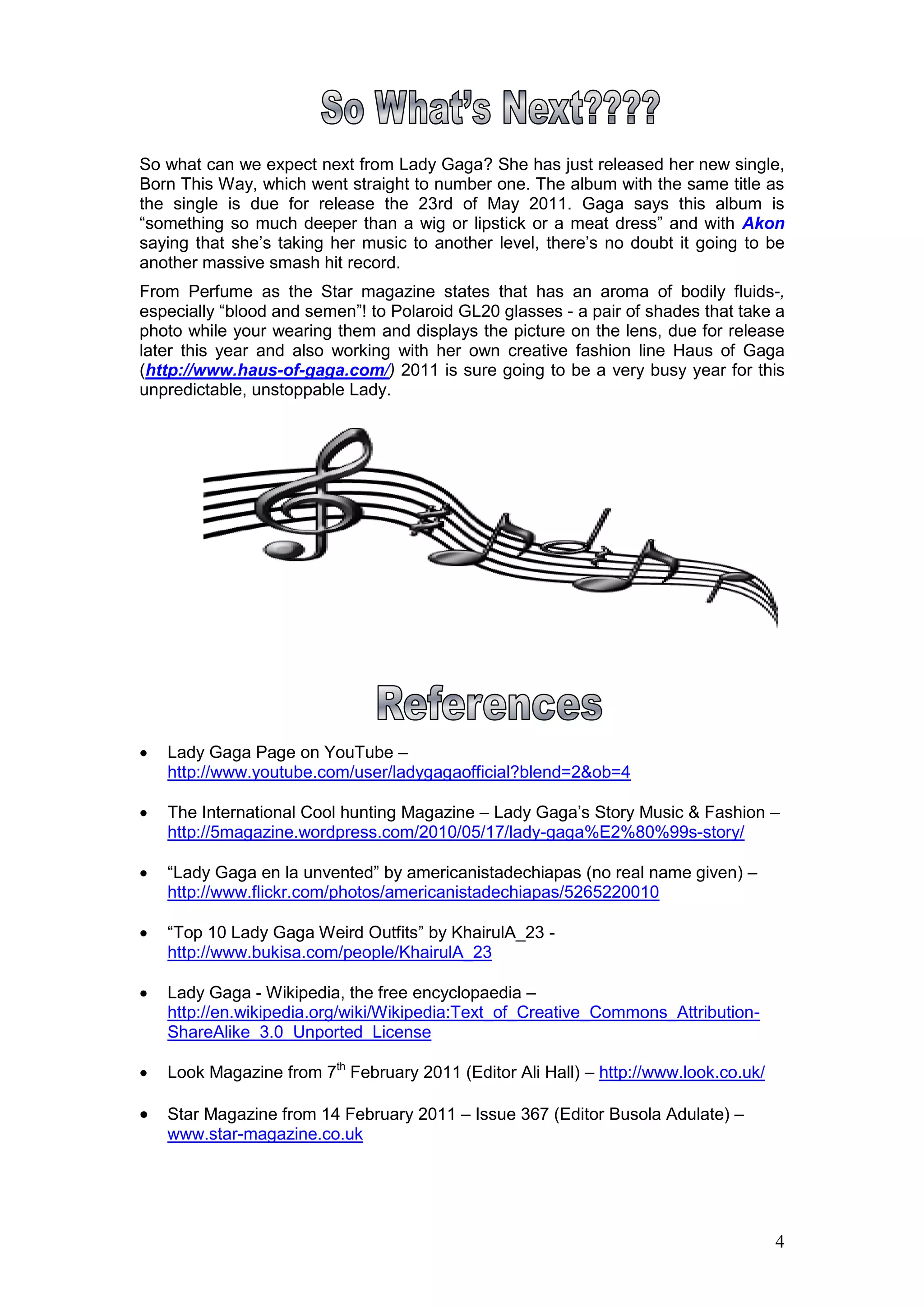 Lady gaga final draft | PDF | World/International Music | Music