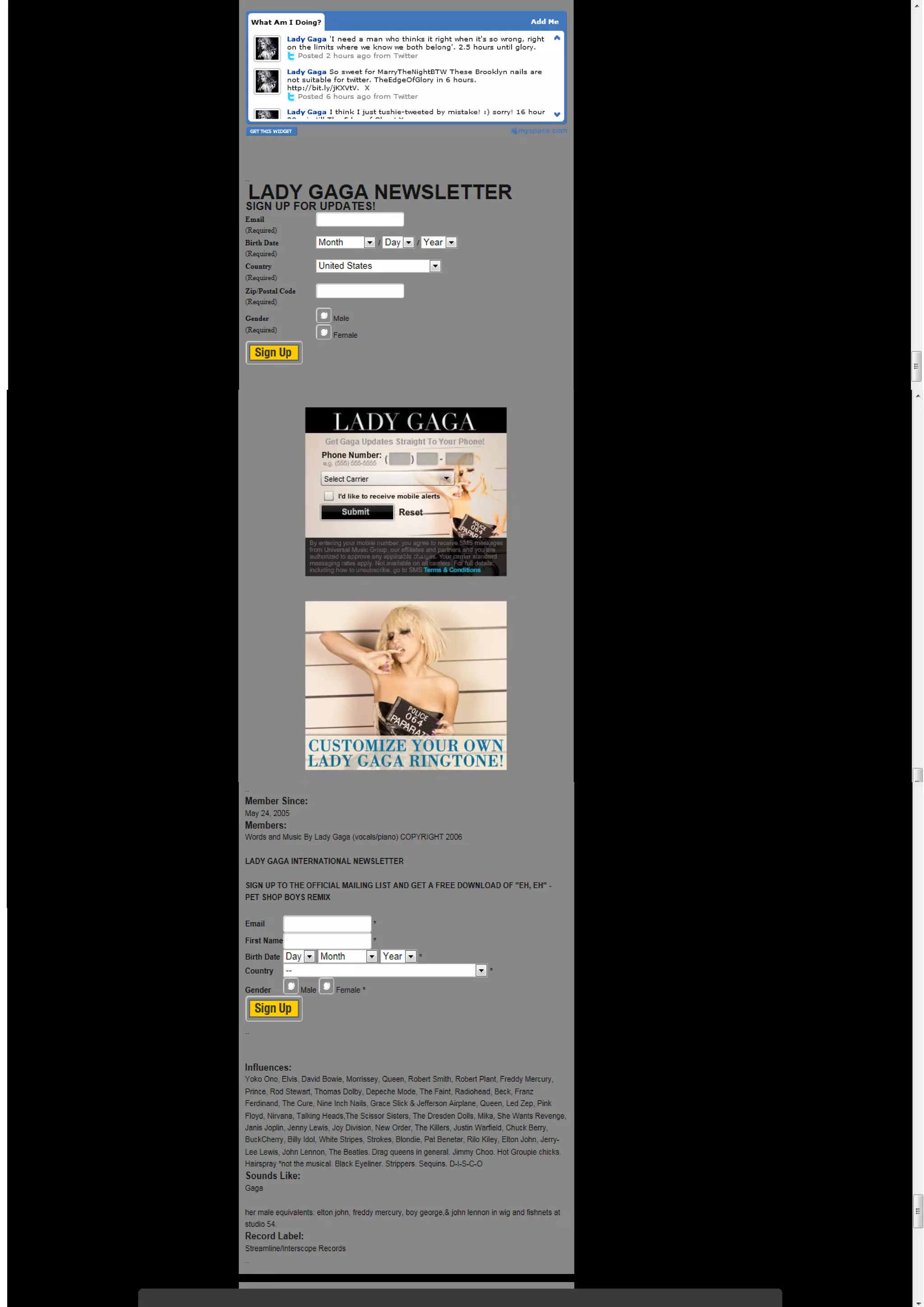 Lady Gaga MySpace | PDF