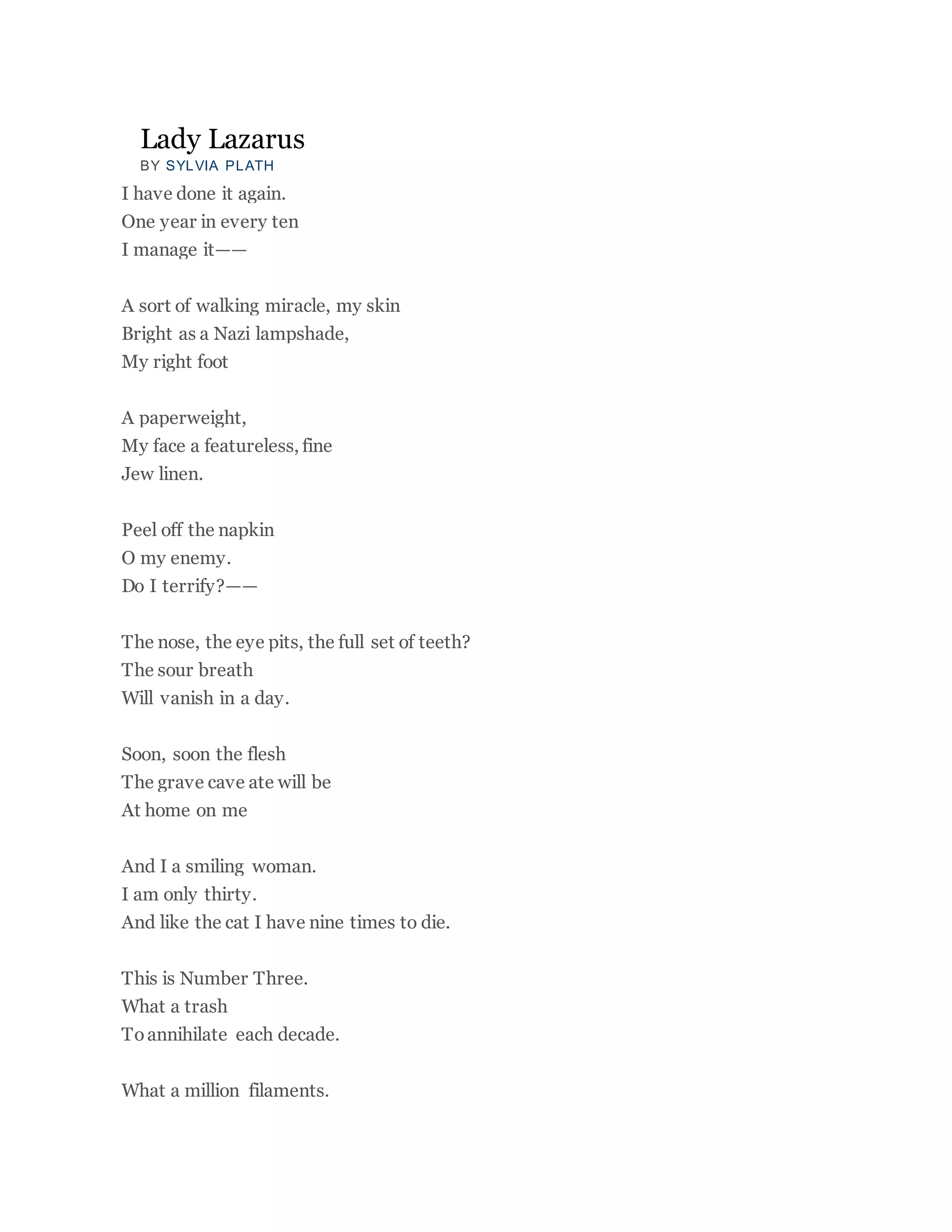 Lady lazarus | DOCX
