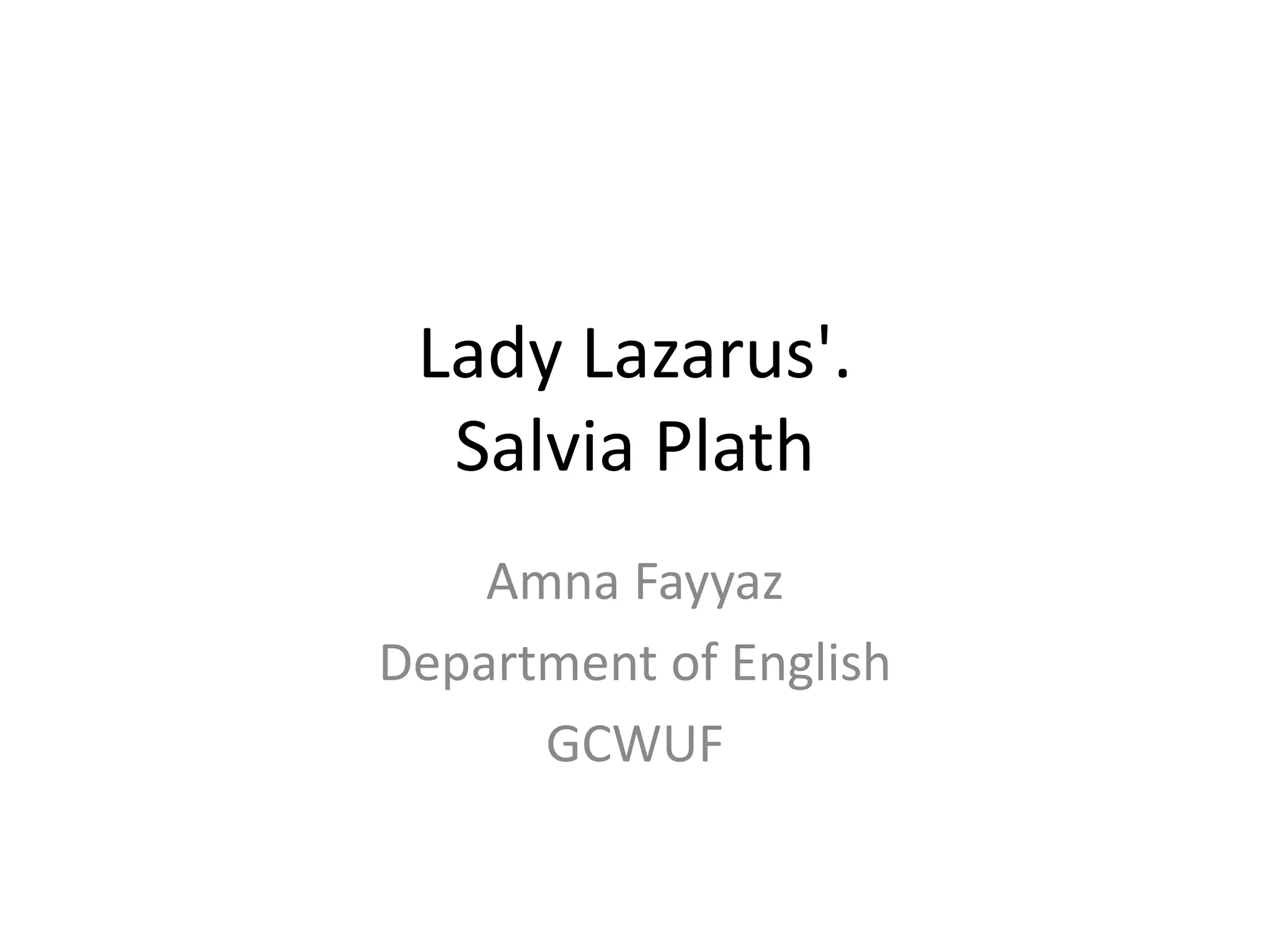 Lady Lazarus Pptx
