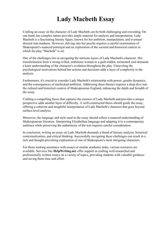 Lady Macbeth Essay.pdfLady Macbeth Essay | PDF