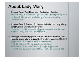 Biography of Lady Mary Wroth | PPT